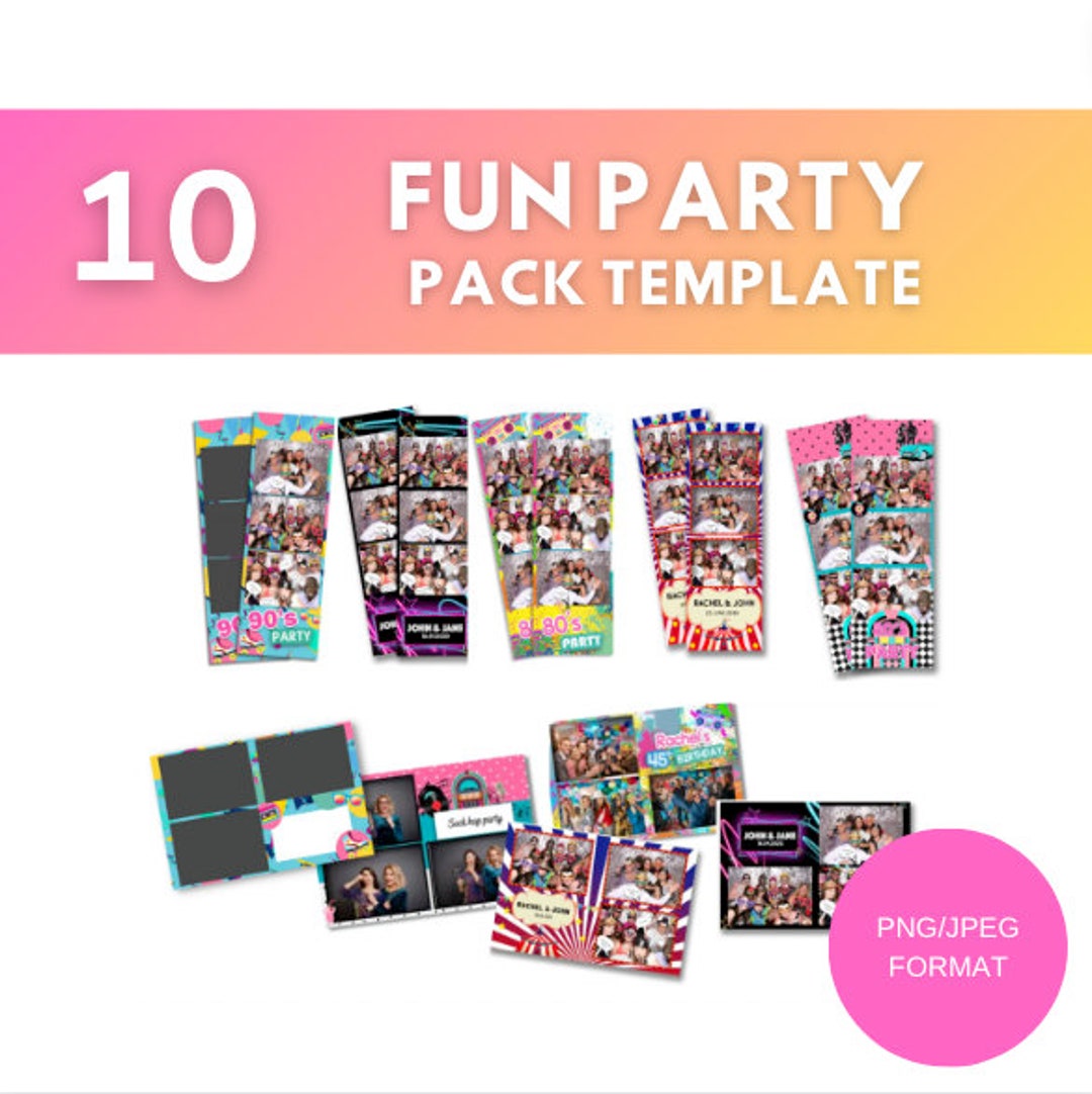 10 Party and Birthday Photo Booth Template Set. Photoboothstrip Party ...