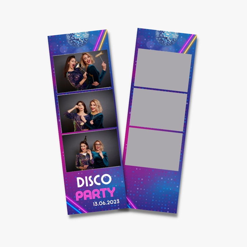 Disco Party Photo Booth Template. Photoboothstrip 2x6 Disc. Photobooth ...