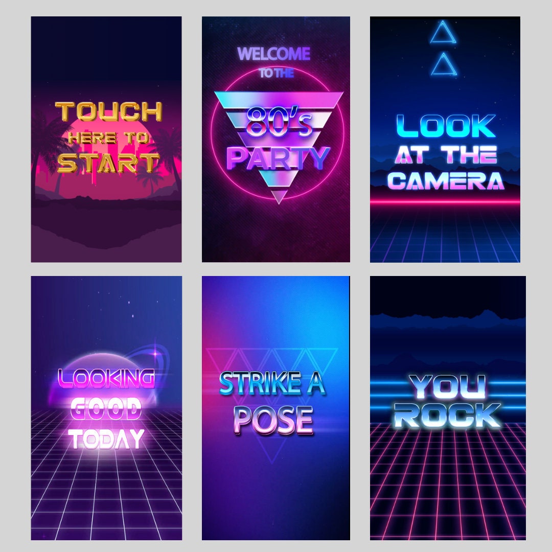 80s Retro Set Magic Mirror Animations. Neon Set Photobooth - Etsy