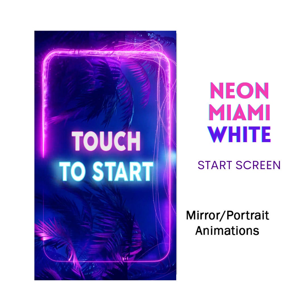 Neon Miami White Start Screen Mirror Photo Booth Animation| Neon Summer ...