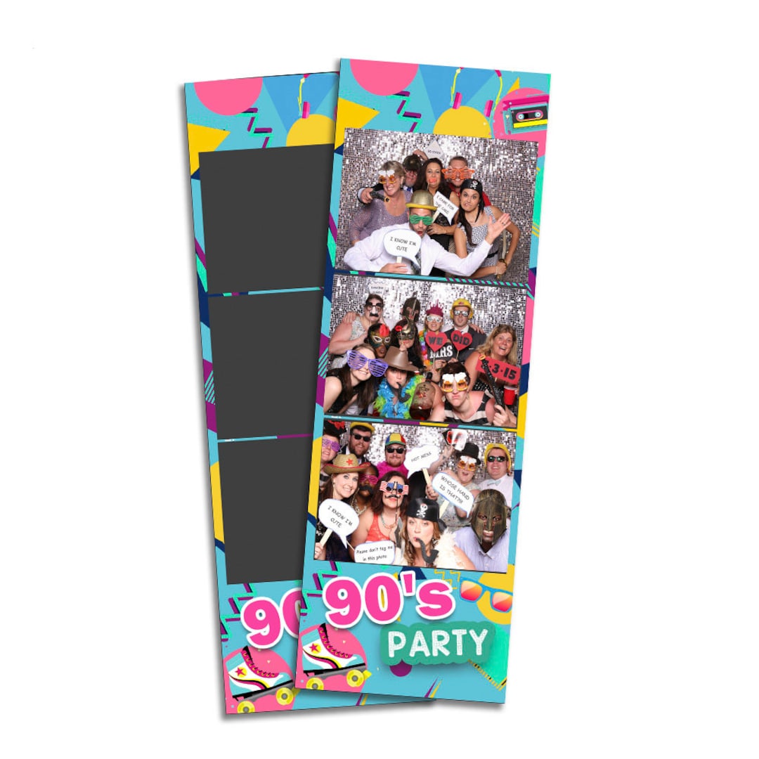 90's Party Photo Booth Template. 90s Photoboothstrip 2"x6". Photo Booth ...