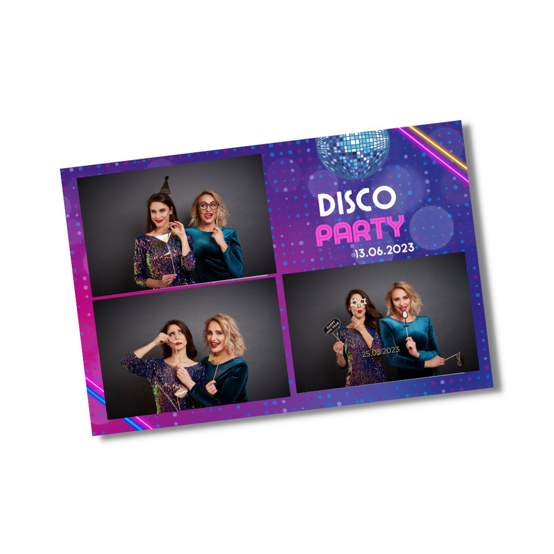 Disco Party Photo Booth Template 4x6 Landscape| Disco Retro Party ...