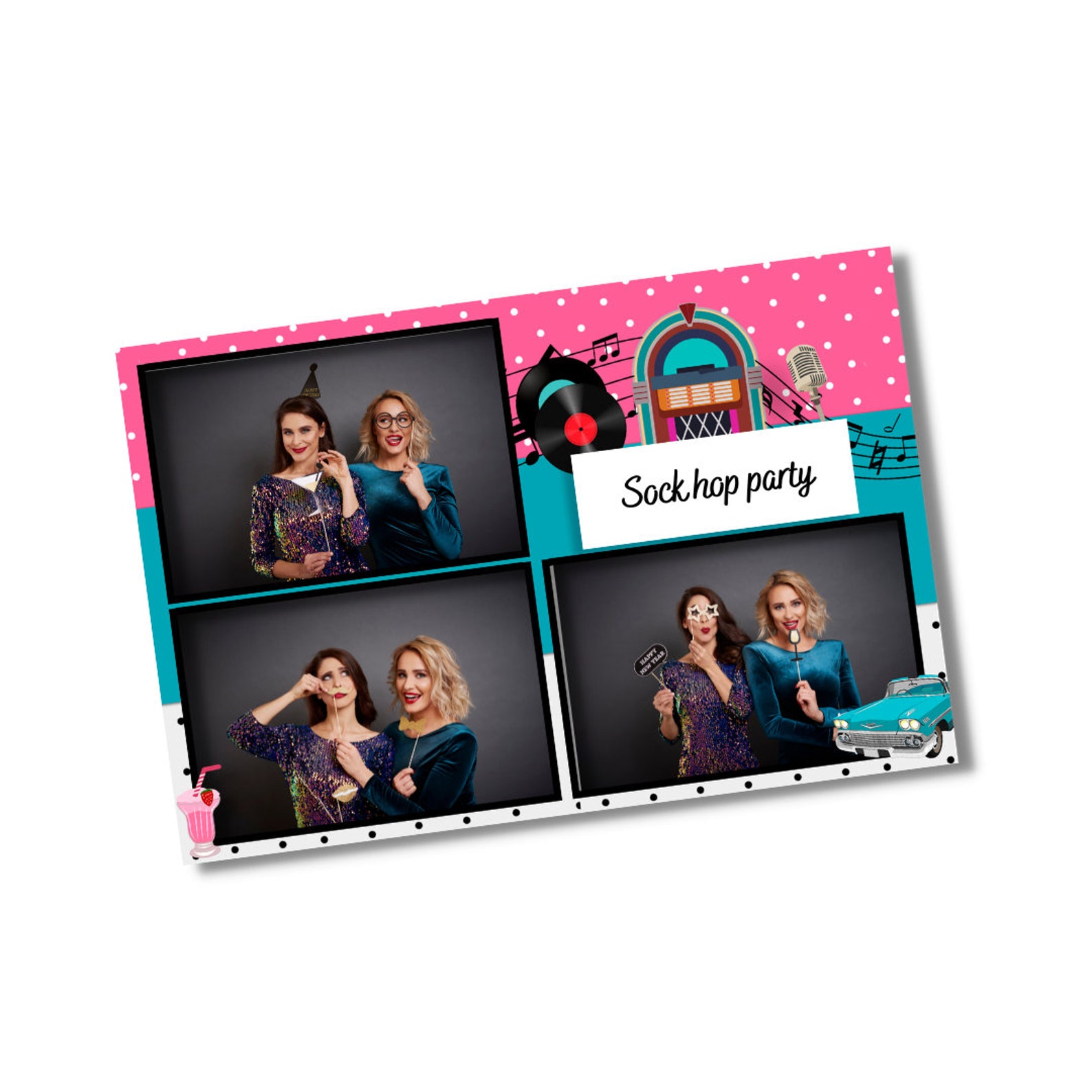 Sock Hop Photo Booth Template. Sock Hop Photoboothstrip 4"x6 ...