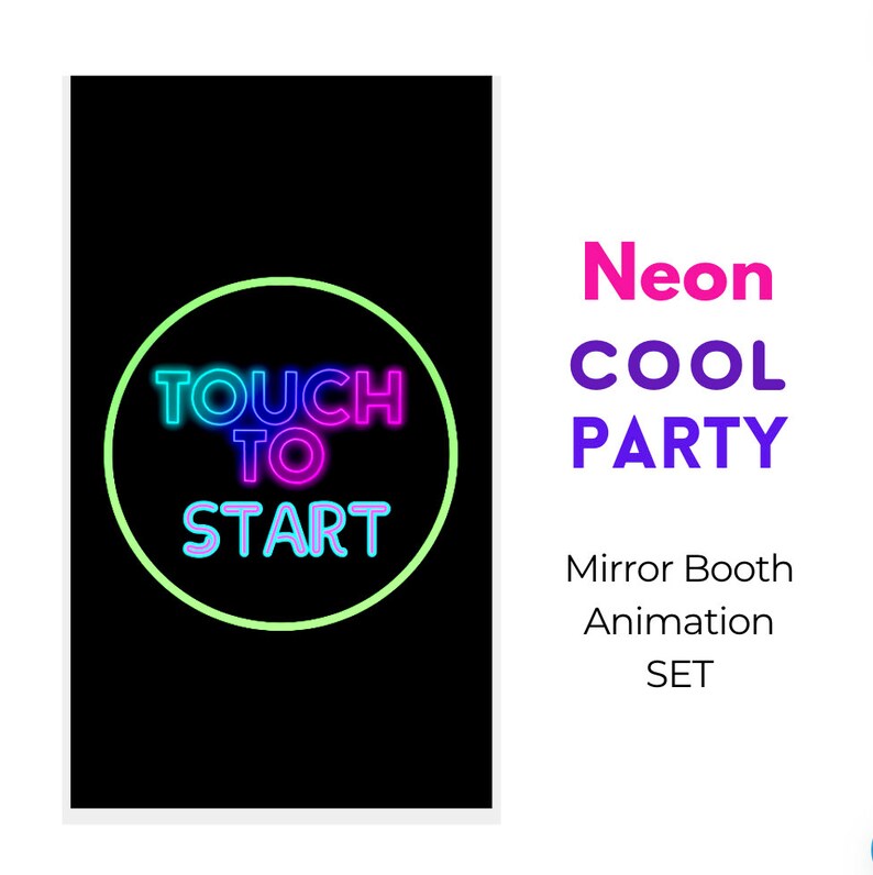 Neon COOL Party Set Mirror Booth Animations. Neon Set Photo Booth ...