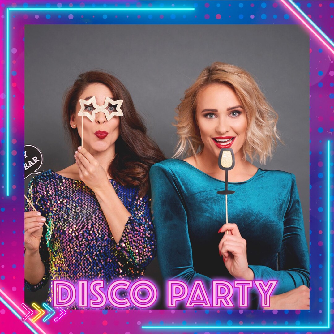 Retro Disco Party Overlay. 360 Booth Photo Overlay. Square Template. - Etsy