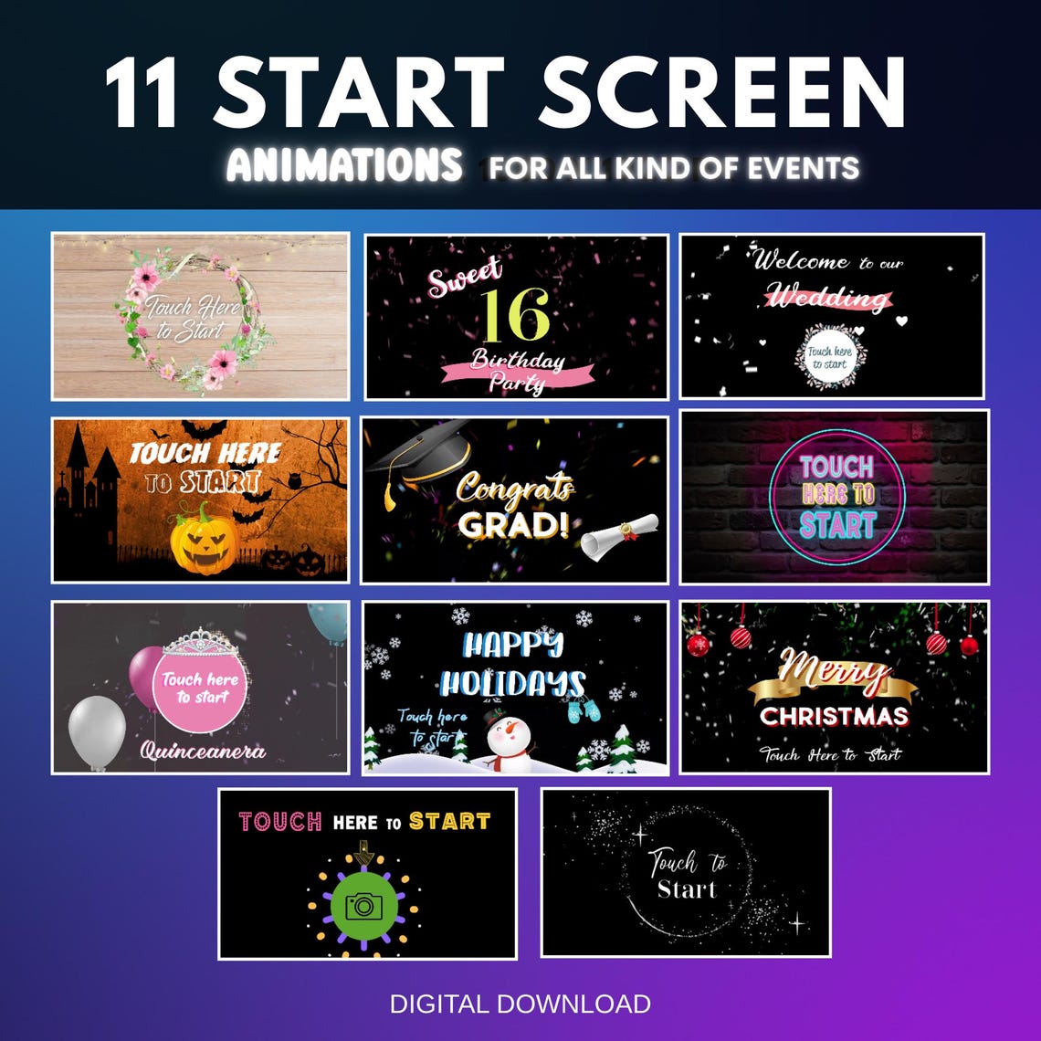 10 Start Screen Animations Bundle | Landscape Photo Booth Animations ...