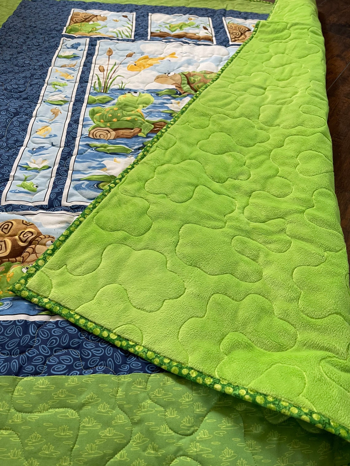 Frogs and Turtles Quilted Blanket - Etsy