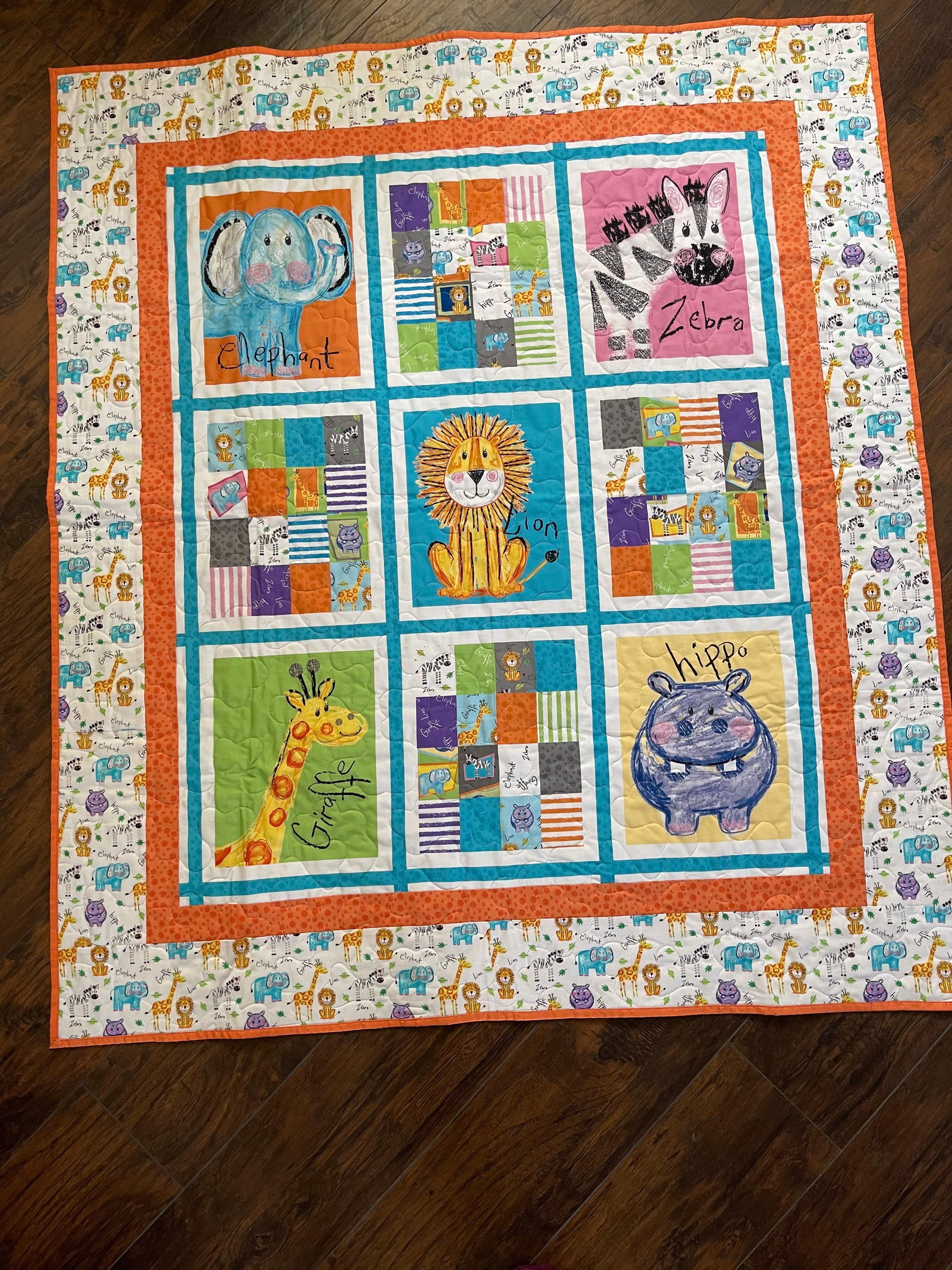 Zoo Animals Kids Quilted Blanket - Etsy