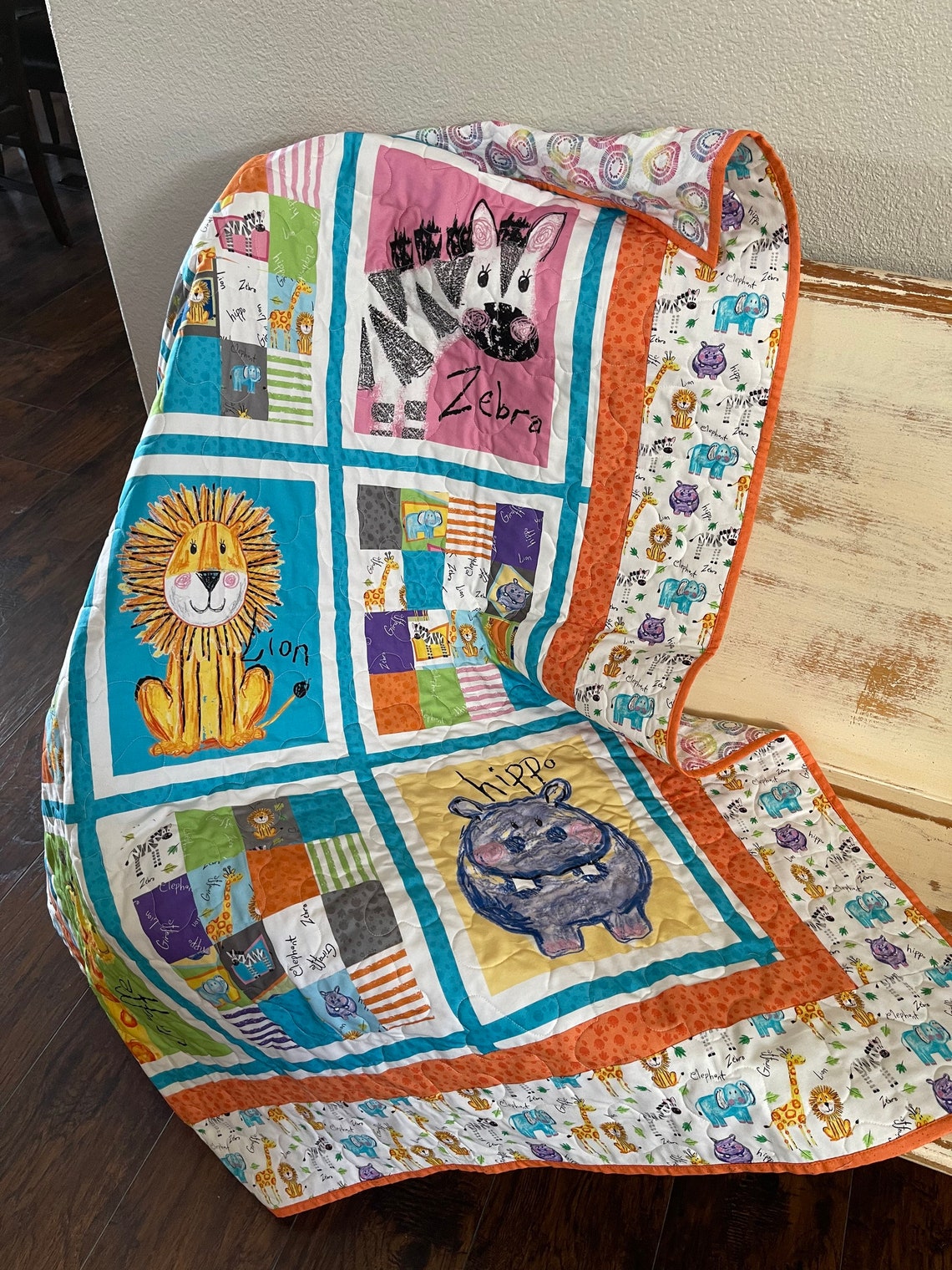 Zoo Animals Kids Quilted Blanket - Etsy