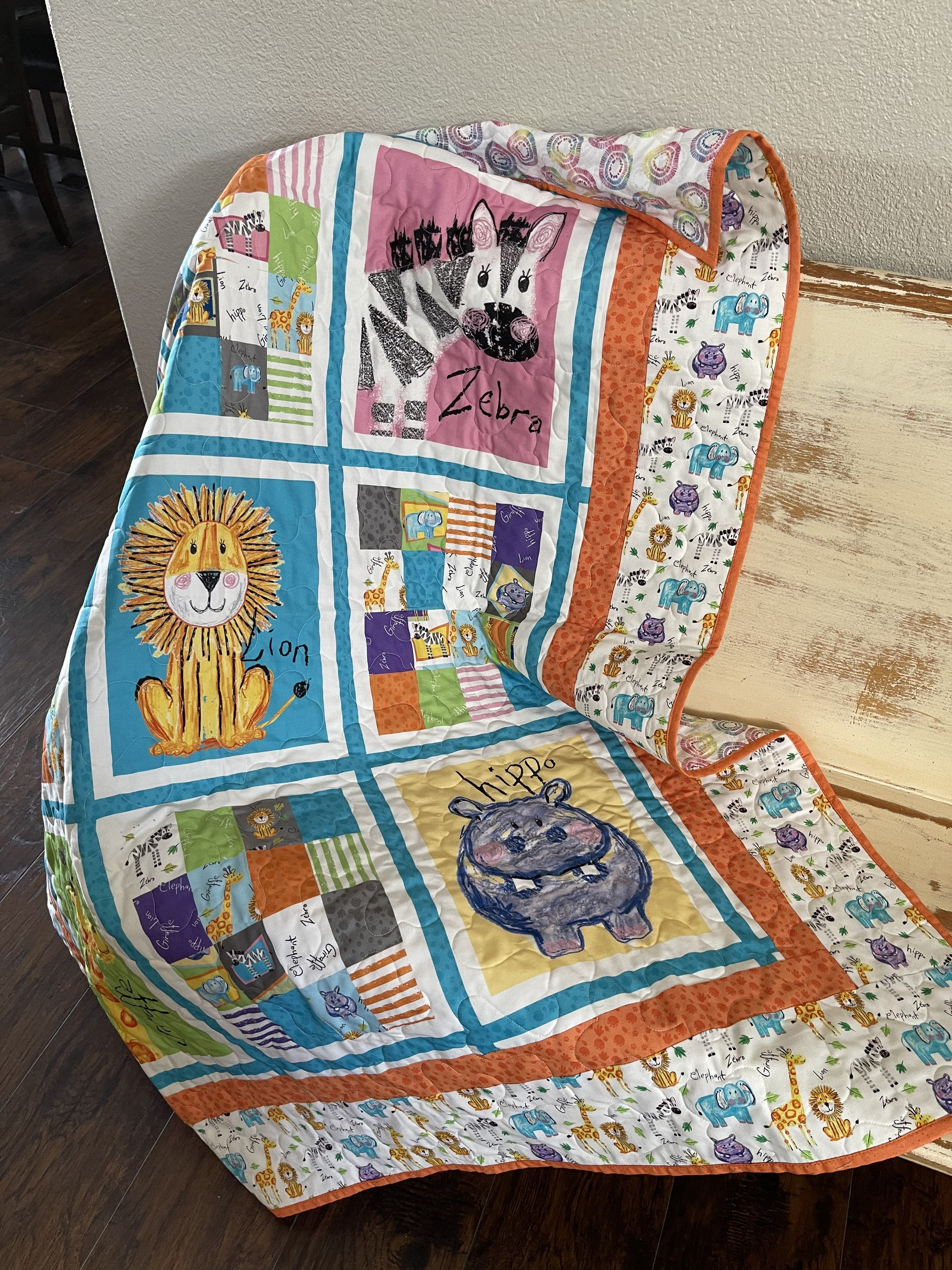 Zoo Animals Kids Quilted Blanket - Etsy