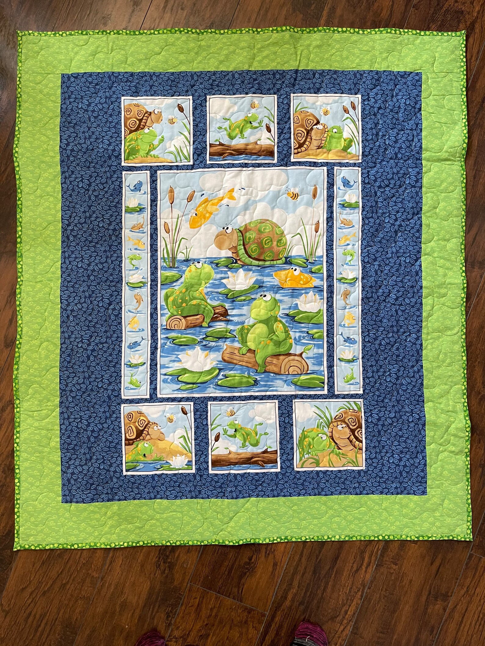 Frogs and Turtles Quilted Blanket - Etsy