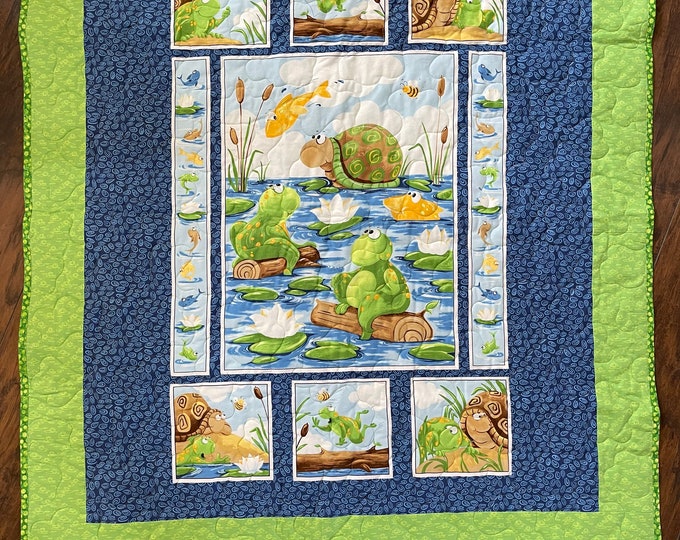 Frogs and Turtles Quilted Blanket - Etsy