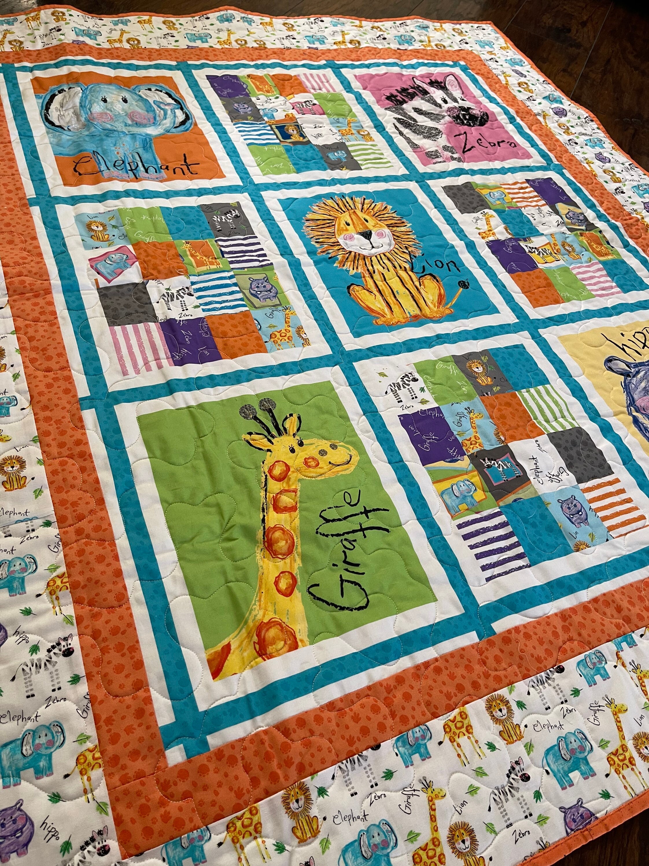 Zoo Animals Kids Quilted Blanket - Etsy