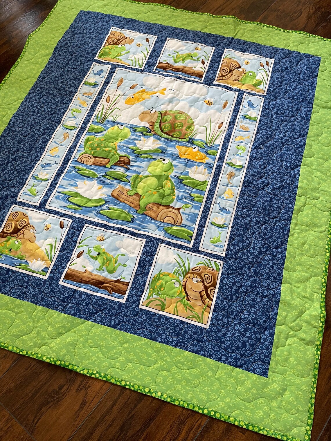 Frogs and Turtles Quilted Blanket - Etsy