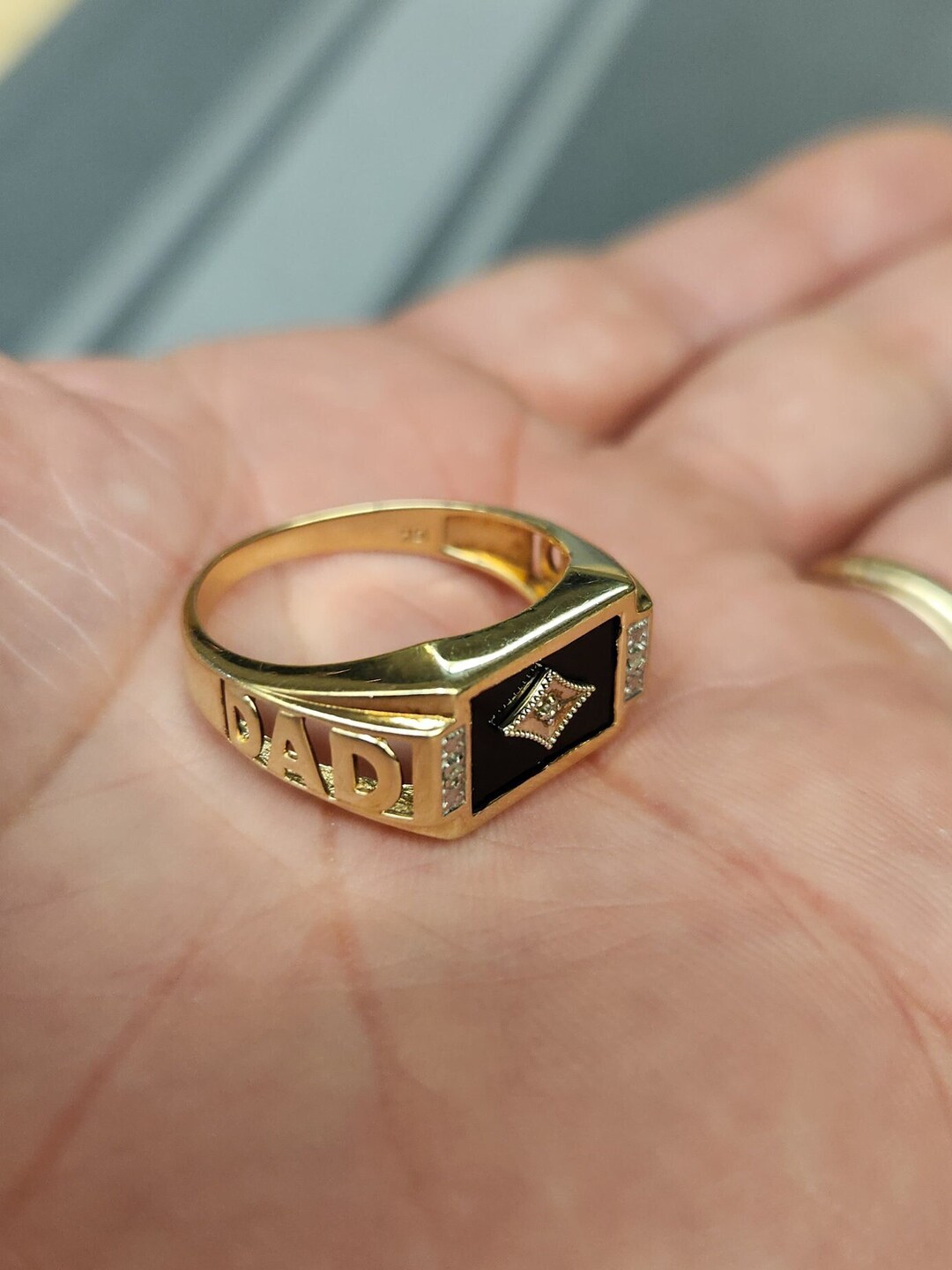 Timeless Tribute 10k Gold Onyx and Diamond 'DAD' - Etsy