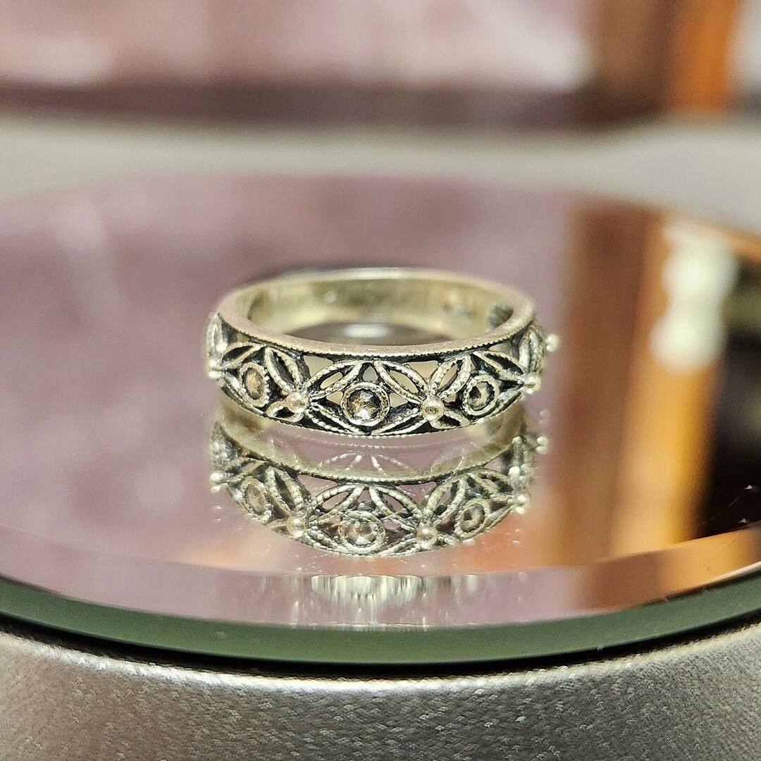 Unique Sterling Silver Pattern Ring - Ladies Size 7.5 (SR-084) - Etsy