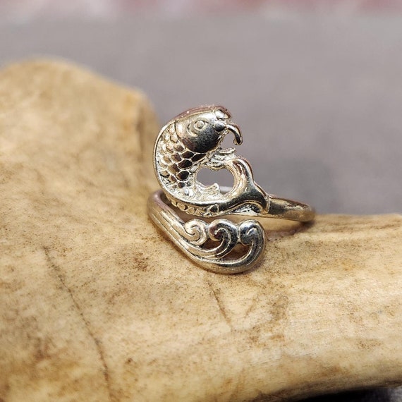 Unique Sterling Silver Koi Fish Ring – Ladies Jewelry… - Gem