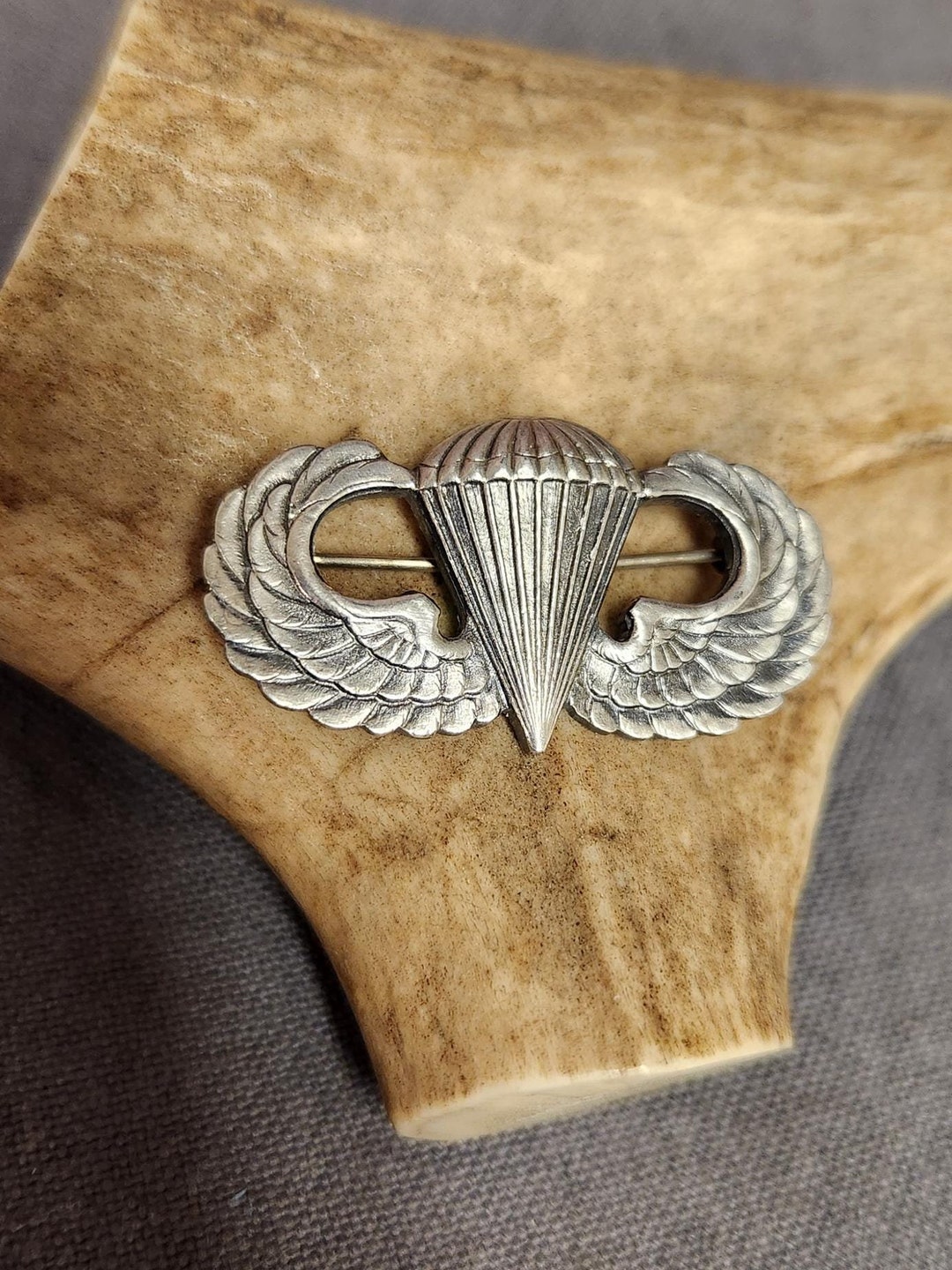 Vintage USA Army Paratrooper Sterling Silver Jump Wings Pin Badge ...