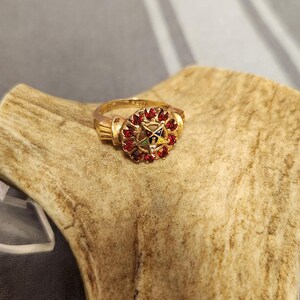 Vintage 10k Gold Order of the Eastern Star Signet Ring With Rubies ...
