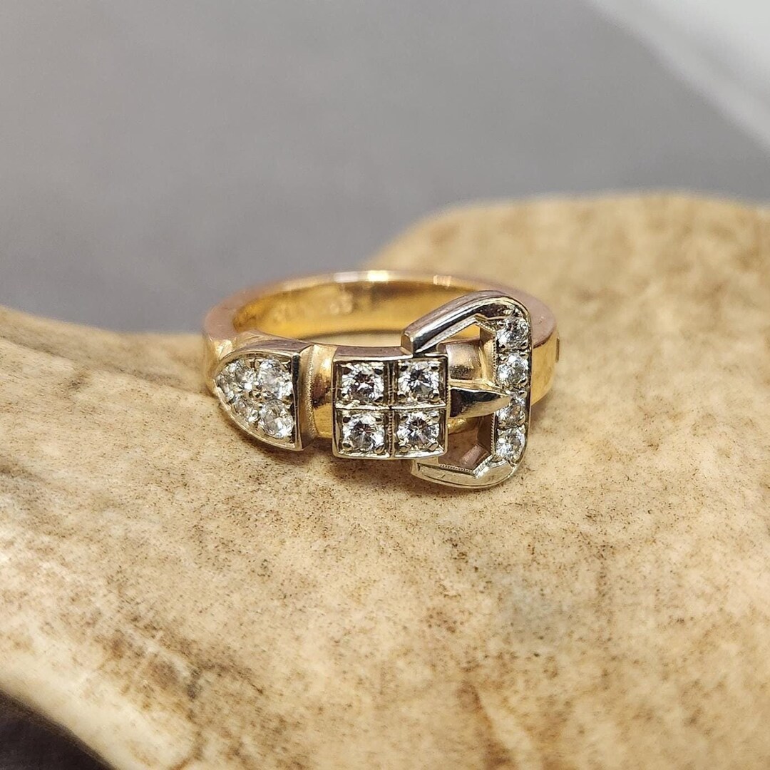 14k Gold Cliq Hinged Belt Buckle Ring With .5 TCW Brilliant Diamonds ...