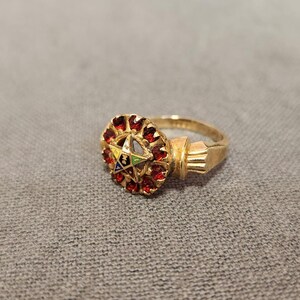 Vintage 10k Gold Order of the Eastern Star Signet Ring With Rubies ...