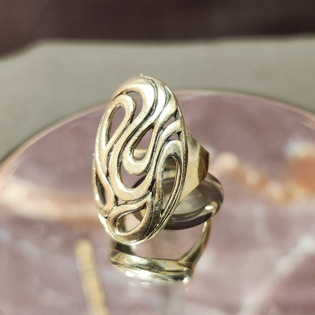 Vintage Sterling Silver Wave Pattern Ring - Large Size 8 (SR-083) - Etsy