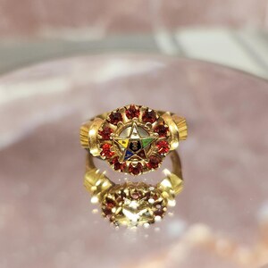 Vintage 10k Gold Order of the Eastern Star Signet Ring With Rubies ...