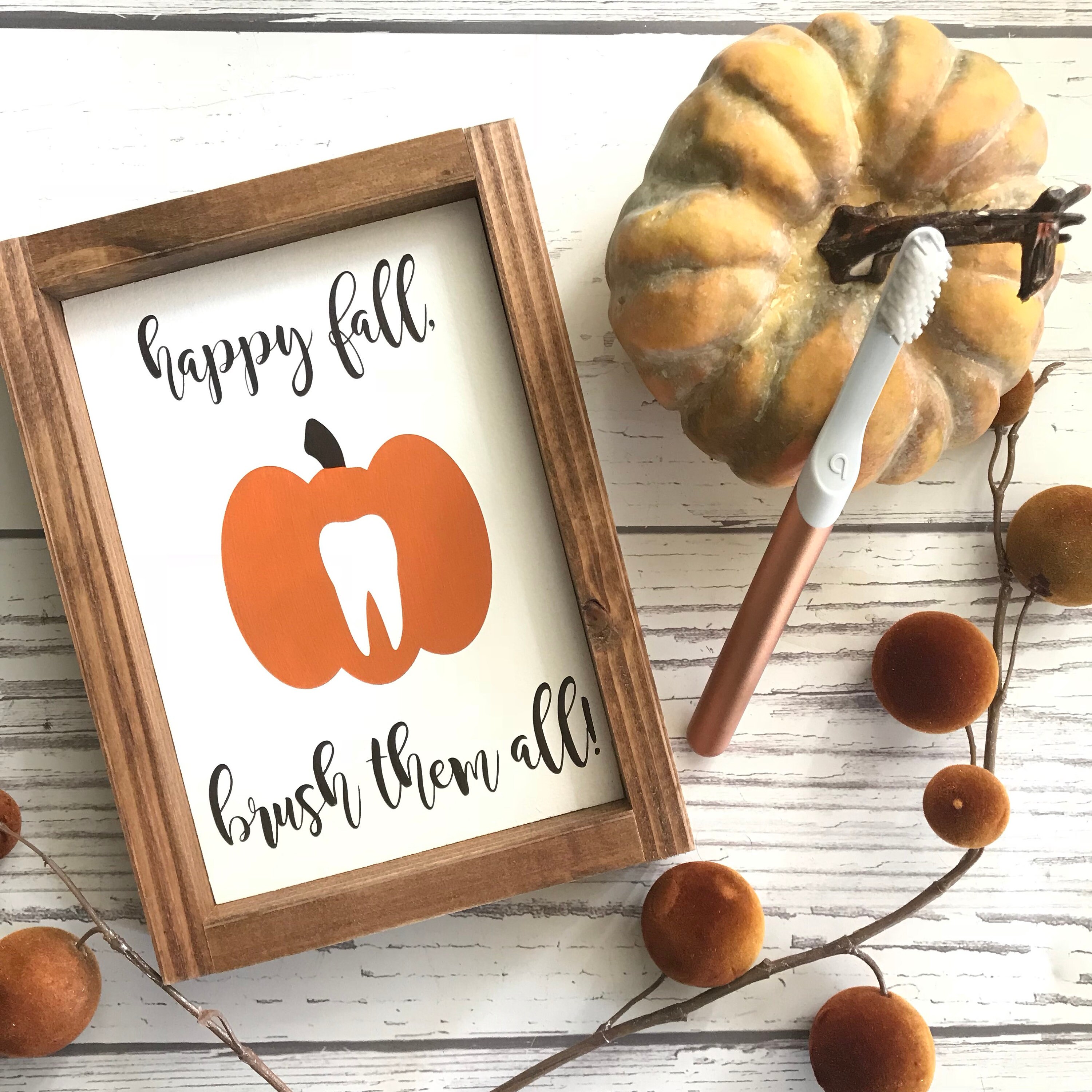 Happy fall brush them all sign dentist office sign bathroom | Etsy