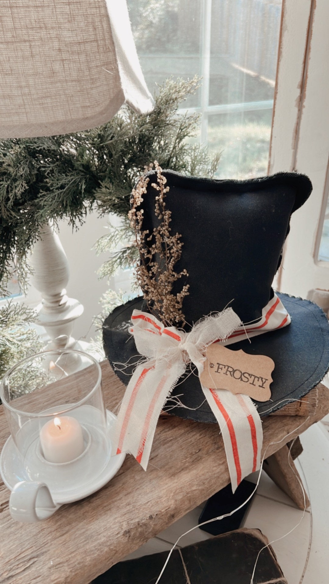 Large Black Snowman Hat , Frosty’s Hat, Christmas Decor, Primitive ...