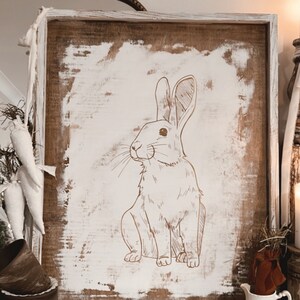 Vintage Inspired Bunny Sketch Sign, Easter Decor, Spring Decor, Gift ...