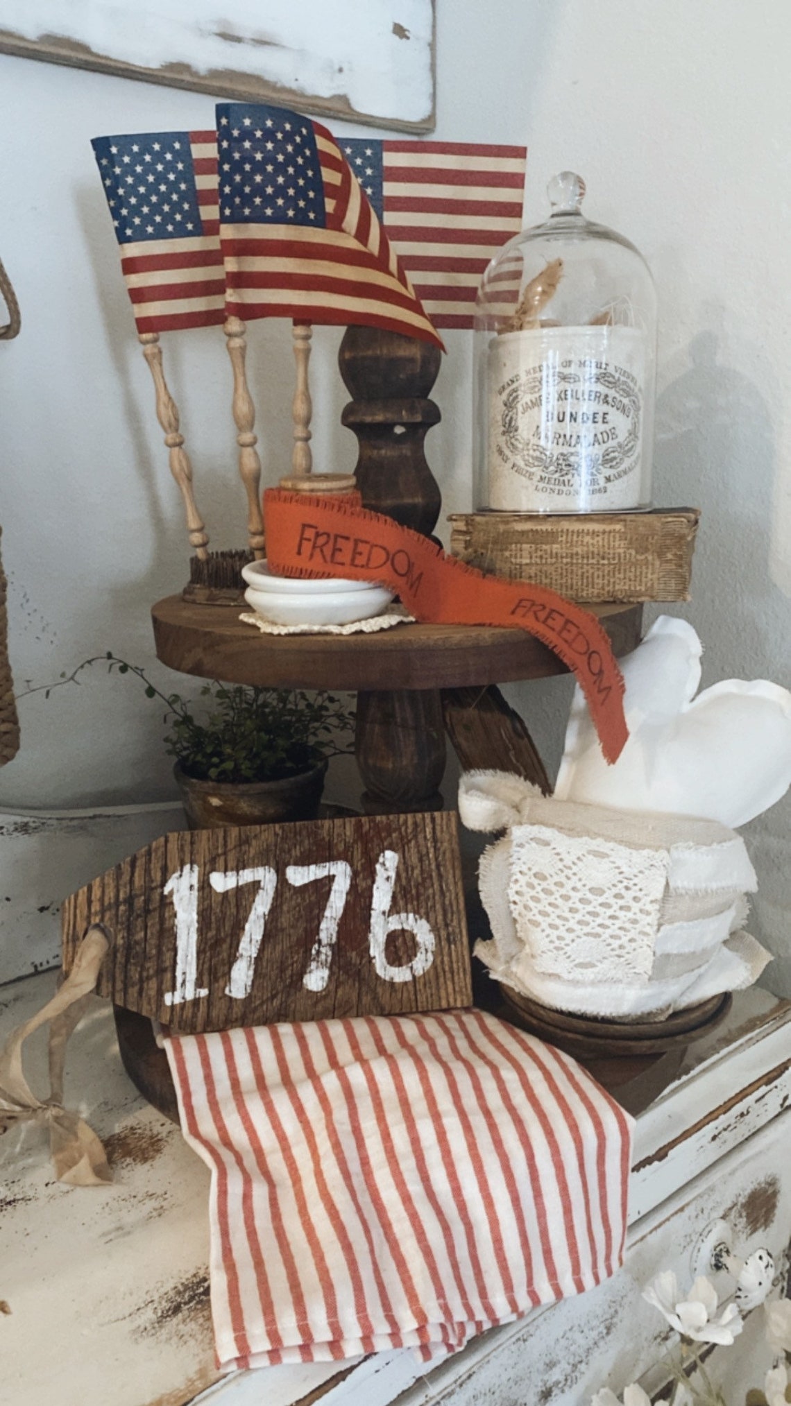 Set of 3 Vintage Inspired American Flags on Mini Spindles | Etsy