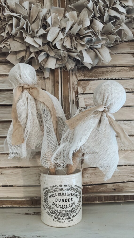 Ghosts on Spindles Set of Two Ghosts Halloween Decor - Etsy