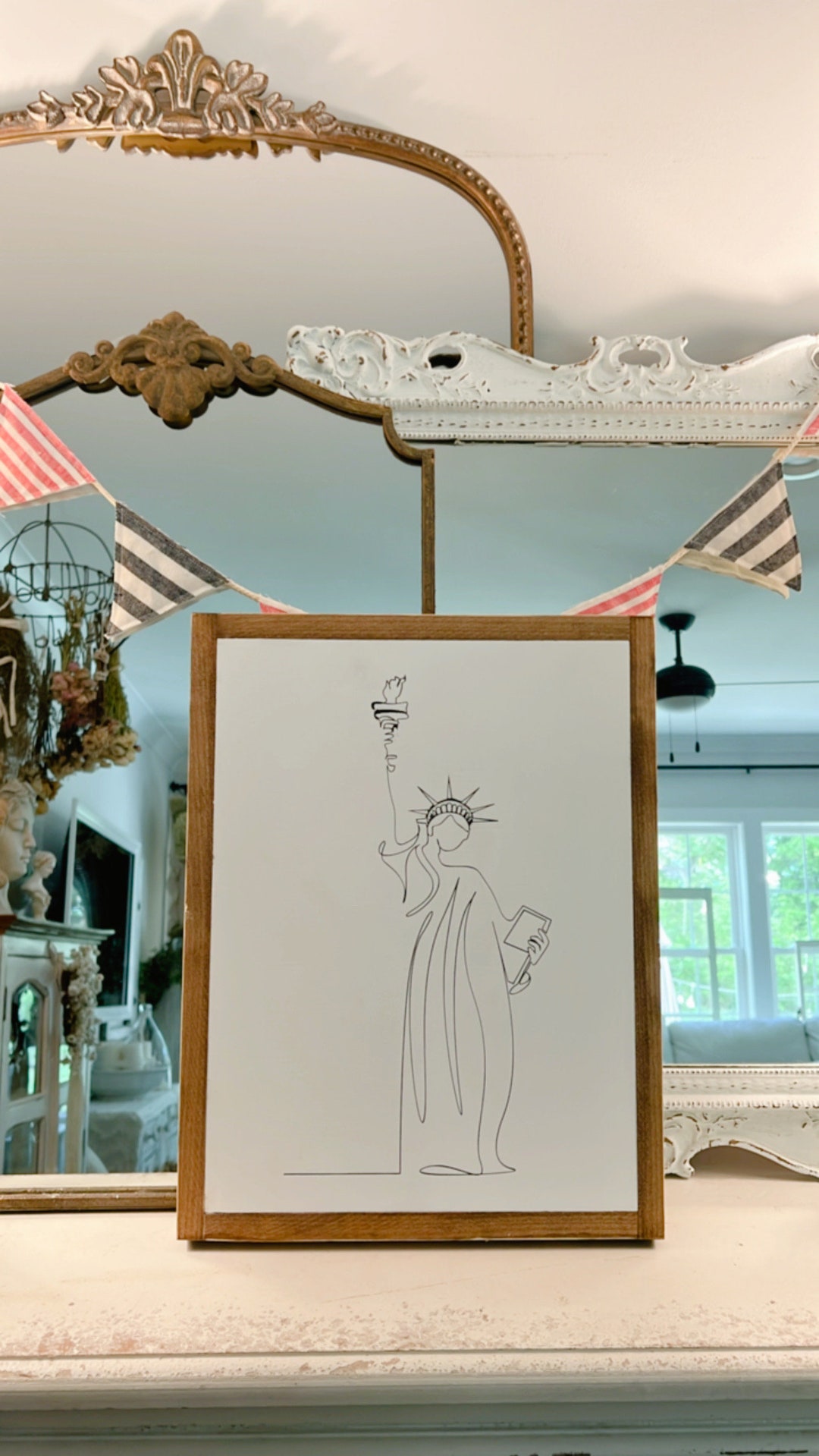 Statue of Liberty, Sketch Sign, Patriotic Sign, 4th of July Sign, Gift ...