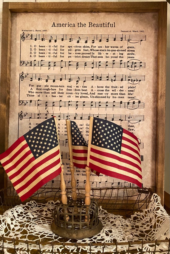 Set of 3 Vintage Inspired American Flags on Mini Spindles | Etsy