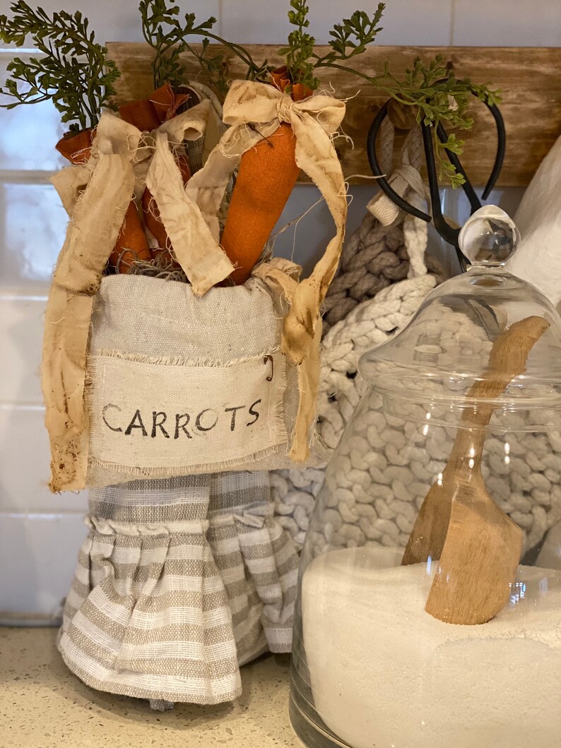 Primitive Fabric Carrots in a Vintage Inspired Bag Easter | Etsy