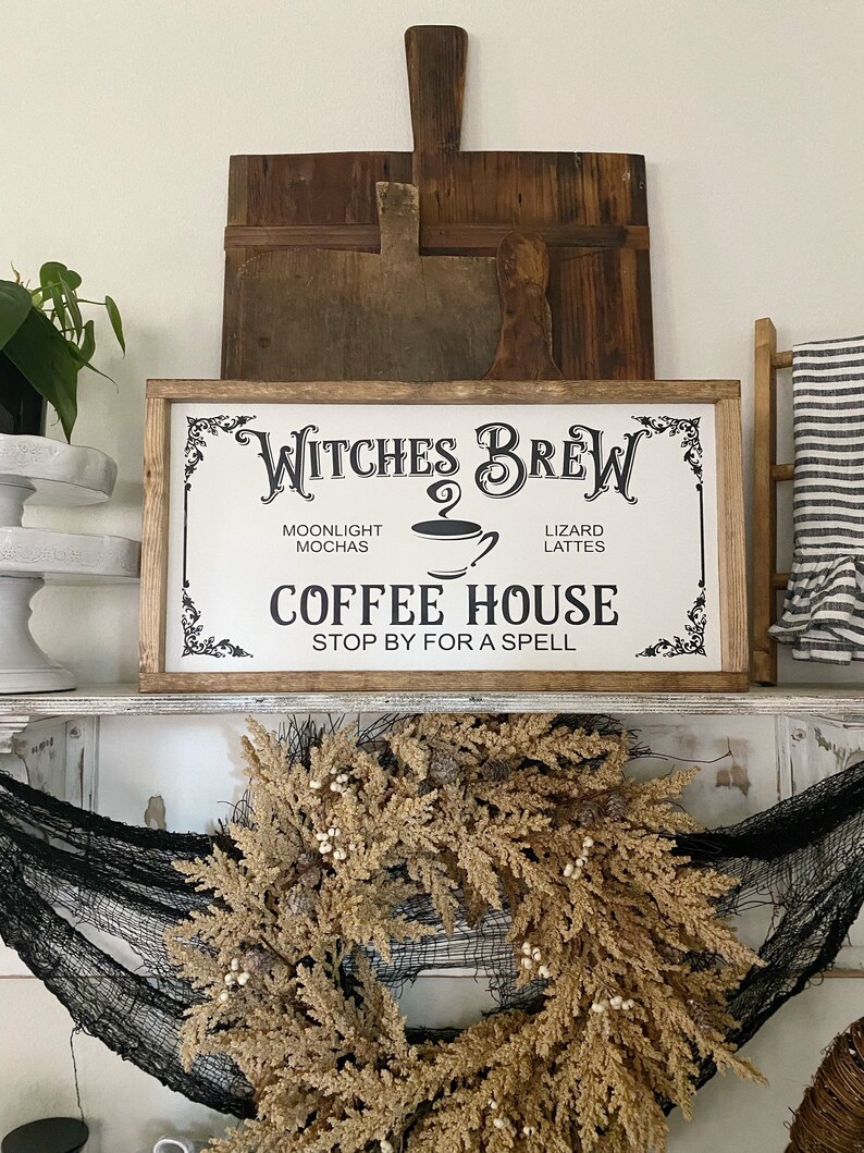 Witches Brew Coffee House Sign Coffee Bar Sign Halloween - Etsy
