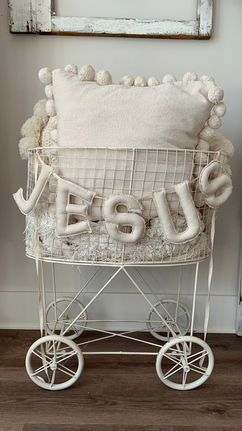 Jesus Banner, Fabric Jesus Banner, Pillow Letter Banner, Christmas ...