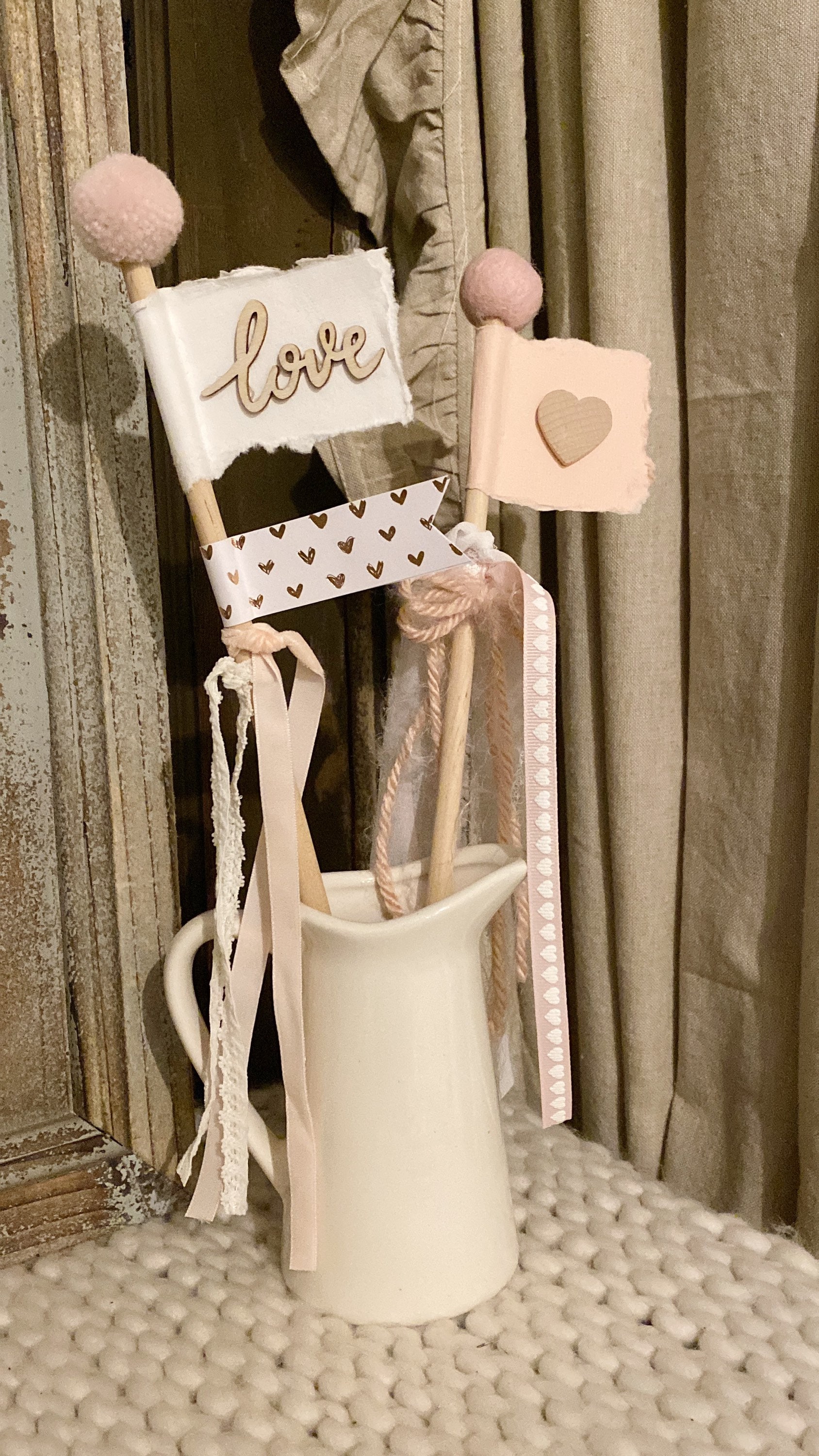 Valentine Pennant Sticks, Valentine Decor, Pennant Flags, Gift ...