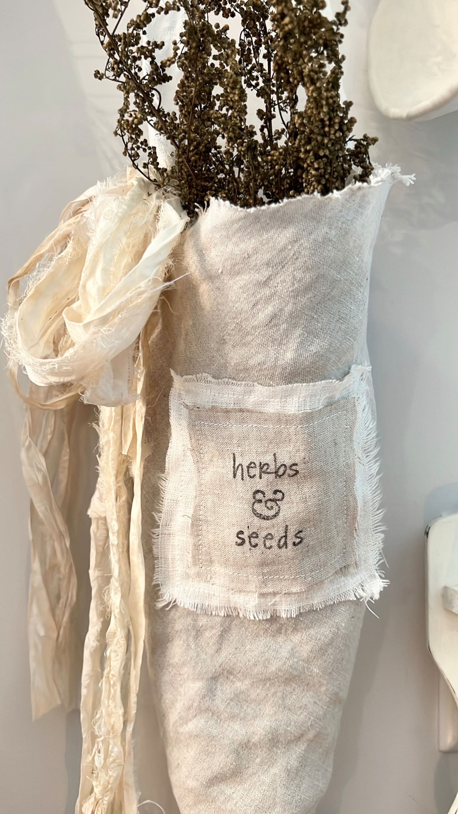 Linen Cone Bag, Vintage Inspired Bag, Linen Bag With Dried Sweet Annie ...