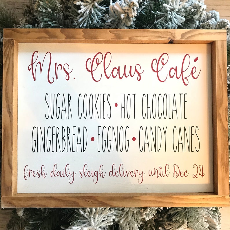 Mrs Claus Cafe Sign Christmas Sign Kitchen Sign Gift - Etsy