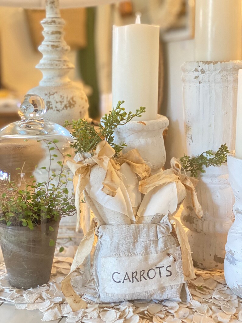 Primitive Muslin Fabric Carrots in a Vintage Inspired Bag - Etsy