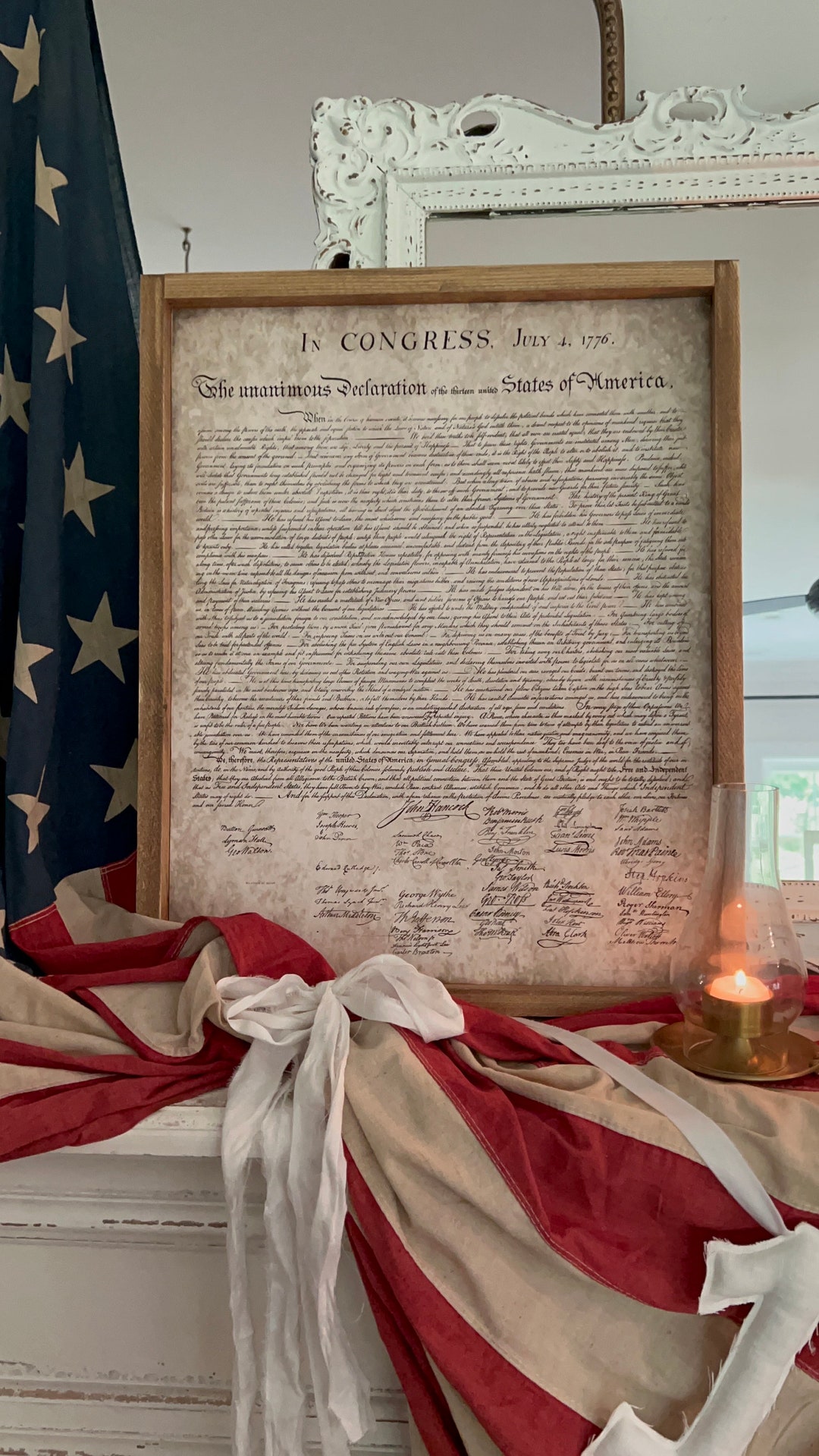 The Declaration of Independence Sign, Vintage Inspired Patriotic Sign ...