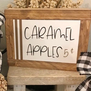 SET of 4 Caramel Apple Items, Caramel Apple Sign, Wooden Apple Pie, 3 ...
