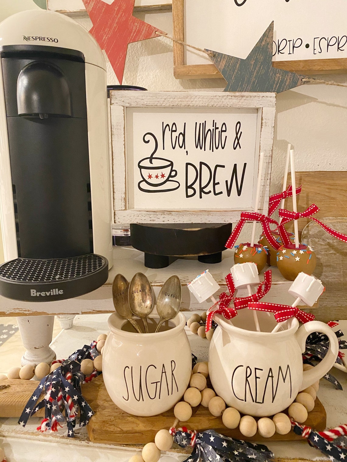 Red White & Brew Coffee Sign Coffee Sign Patriotic Sign - Etsy