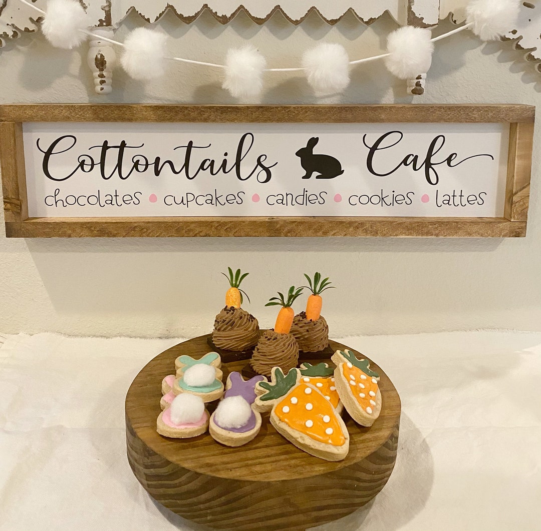 Cottontails Cafe Sign, Easter Sign, Spring Sign, Kitchen Sign, Bunny ...