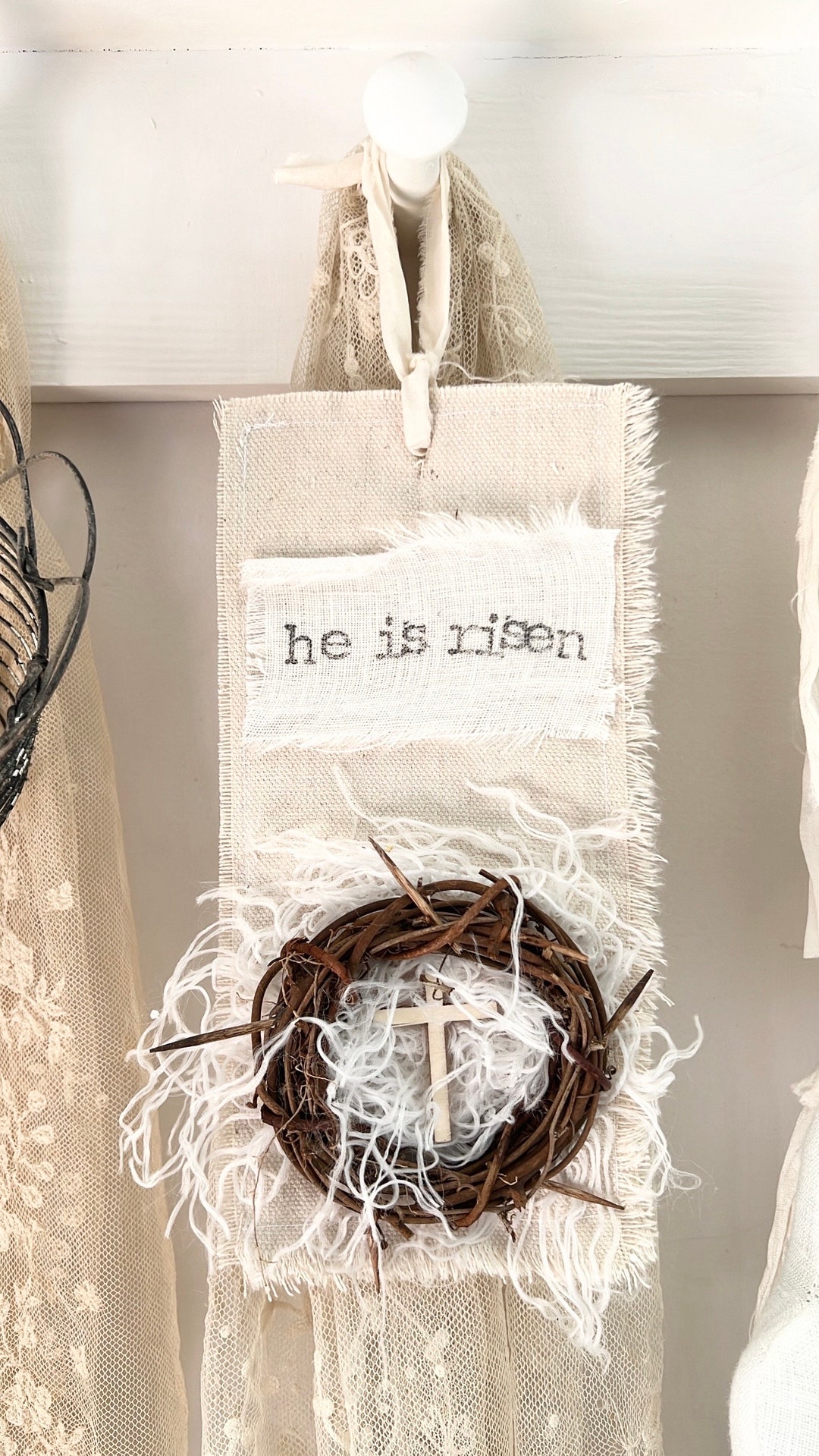 He is Risen Fabric Tag, Easter Decor, Gift, PREORDER - Etsy