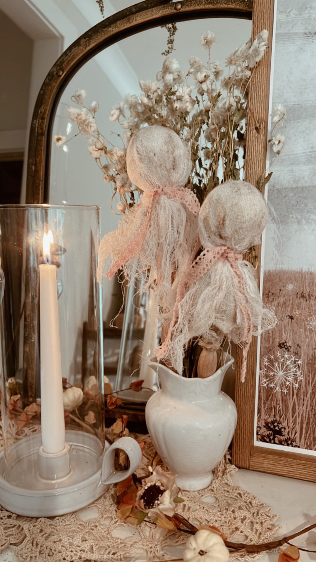 Pink Ghosts on Spindles, Set of Two Ghosts, Halloween Decor, Vintage ...