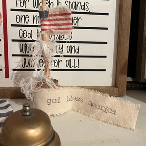 God Bless America Hand Stamped Ribbon on a Spool With a Mini Spindle ...