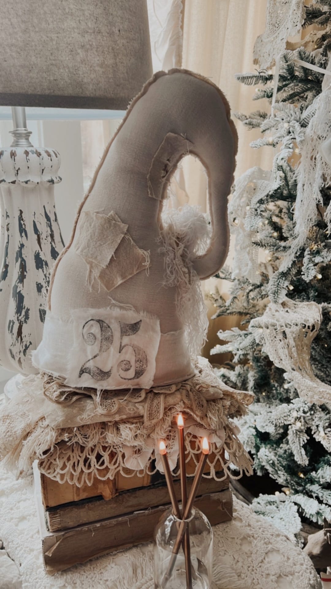 Santa Hat, Vintage Inspired Santa Hat, Christmas Decor, Primitive Santa ...