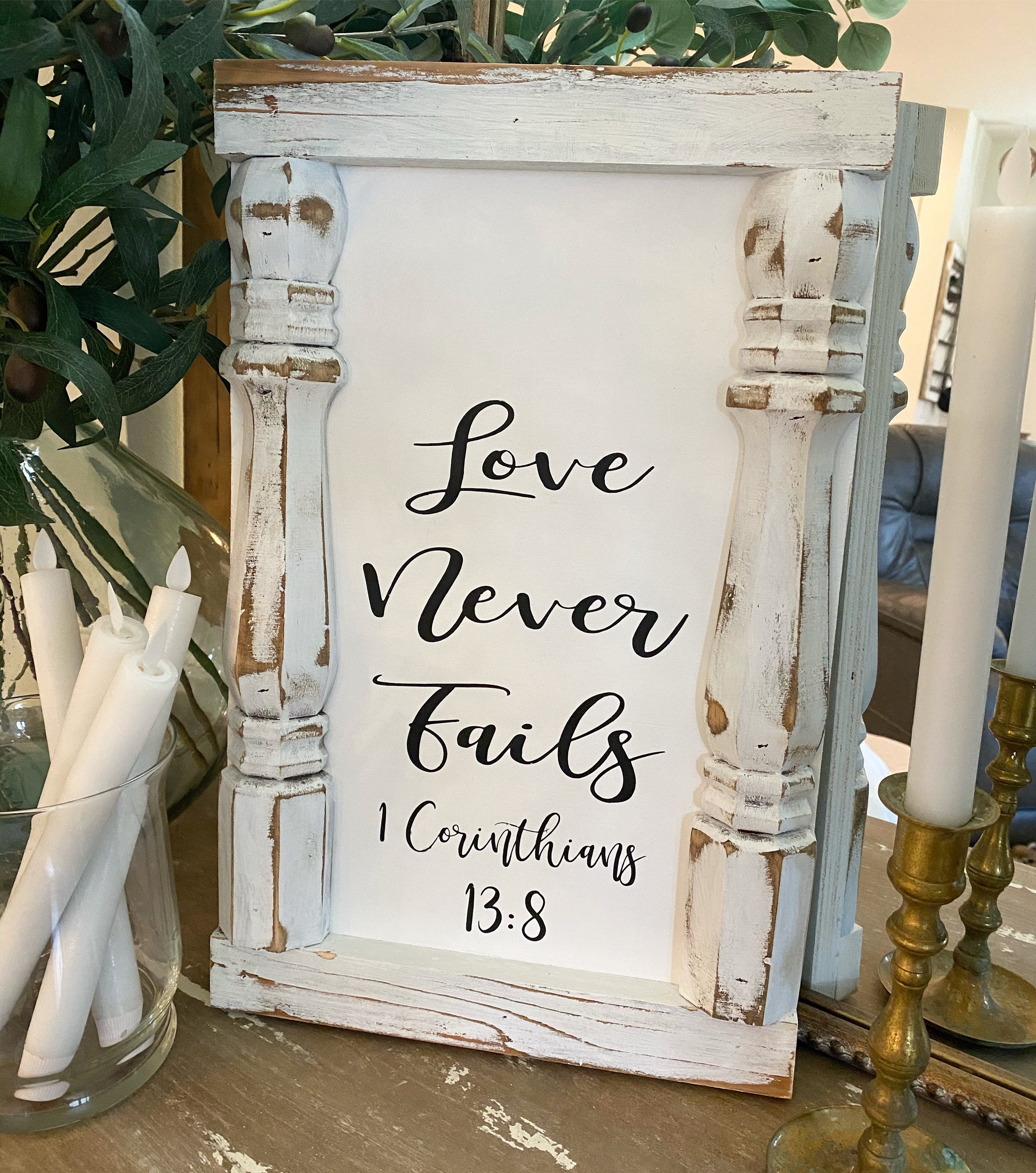 Love Never Fails Sign, Spindle Sign, Gift, Religious Sign, PREORDER - Etsy